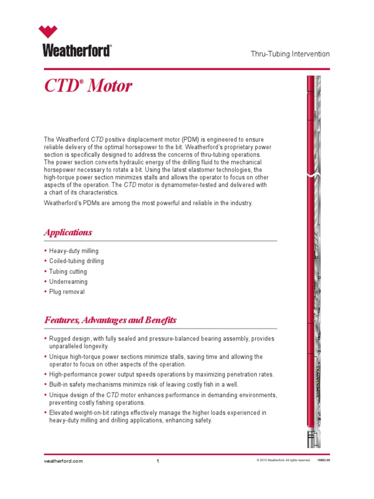 CTD Motor: Applications | PDF | Horsepower | Drilling