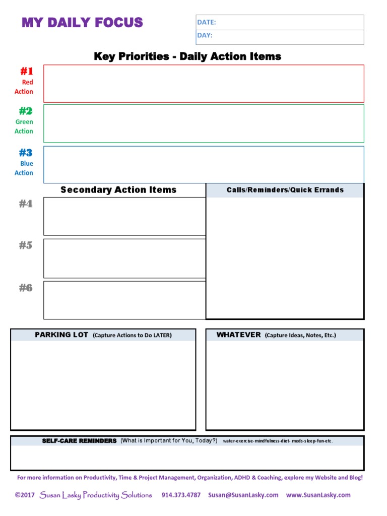 Daily Focus Planner by Susan Lasky | PDF | Business | Self-Improvement