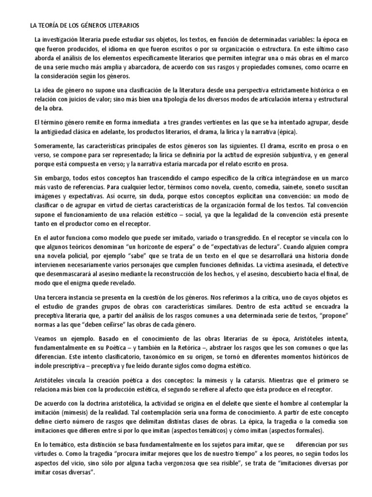 Teoría de los Géneros Literarios | PDF | Filosofía | Ficción general