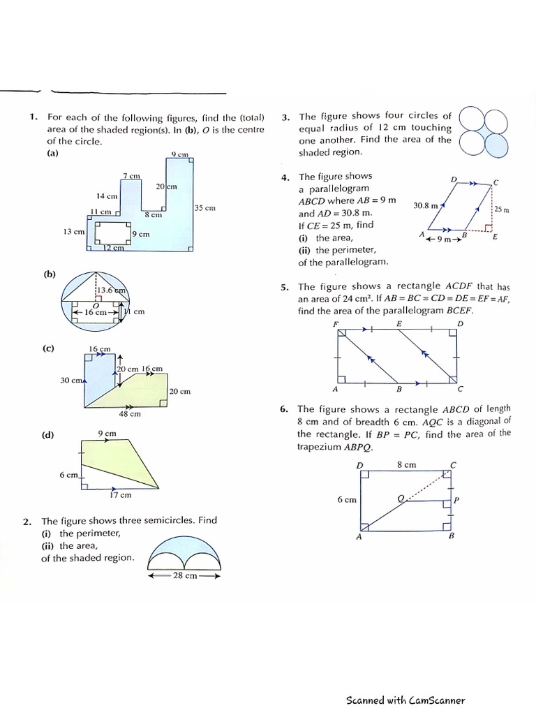 Area and Perimeter For 2D Shape | PDF