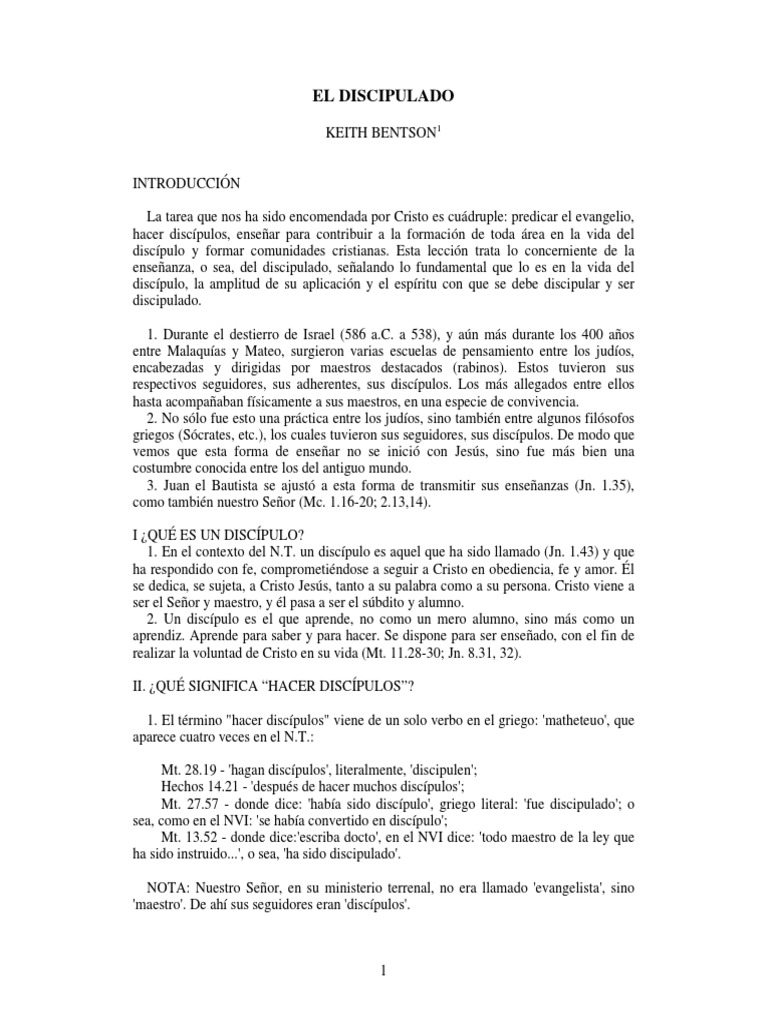 El Discipulado - Keith Bentson | PDF | Jesús | Evangelio de Mateo