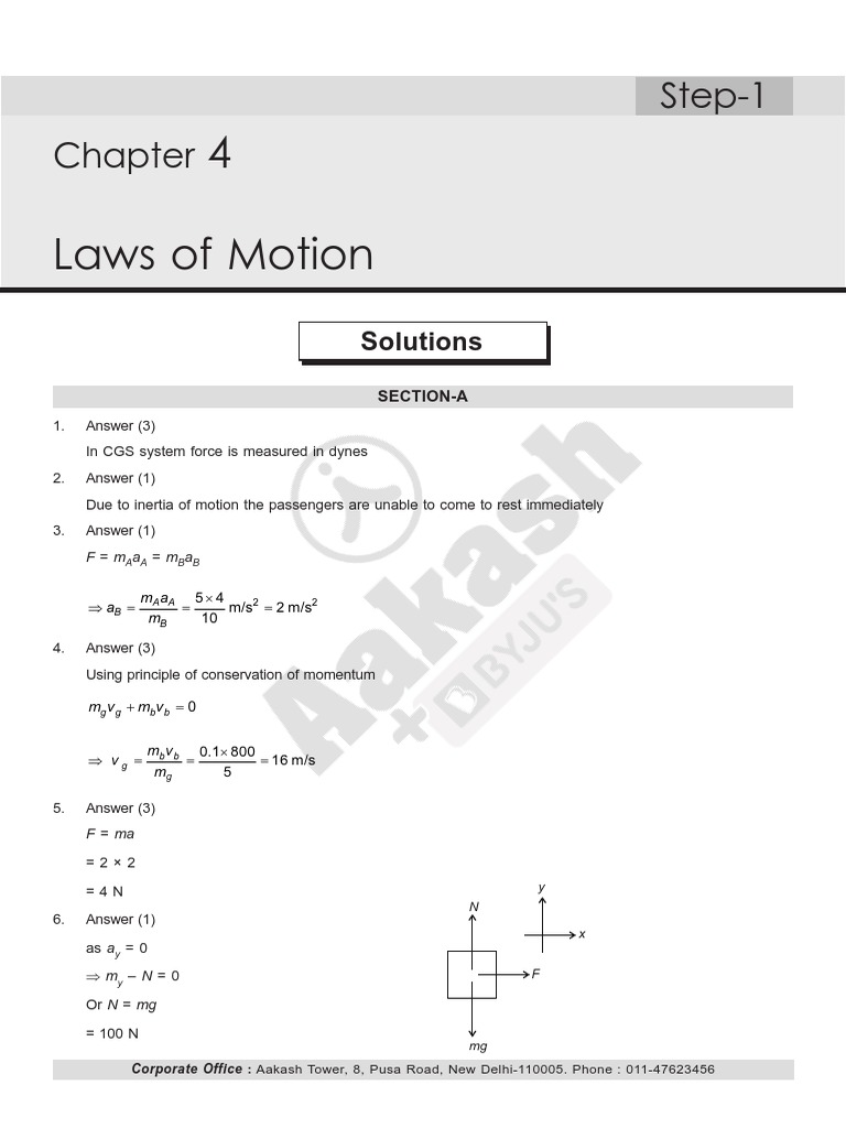 Laws of Motion: Solutions and Assignments | PDF | Force | Applied And ...