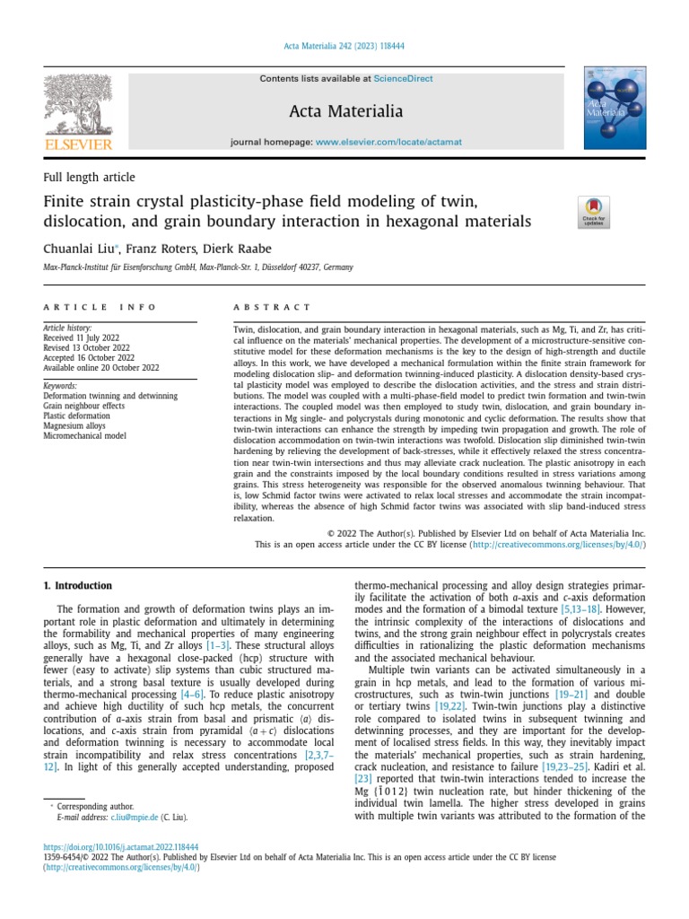 2023 - Finite Strain Crystal Plasticity-Phase Field Modeling of Twin ...