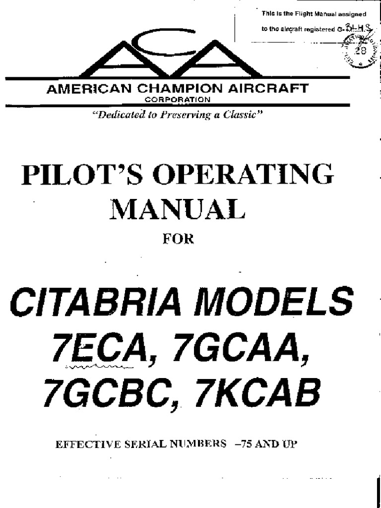 American Champion Citabria 7 Pilot Operating Handbook PDF | PDF