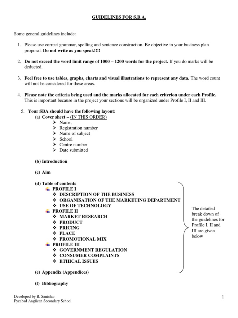 Guidelines For POB SBA | PDF | Pricing | Competition