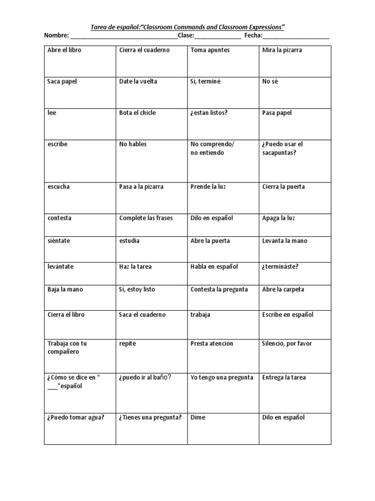 Tarea Classroom Commands | PDF