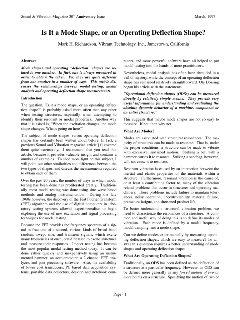 Modal vs. Operating Deflection Shapes | PDF | Normal Mode | Eigenvalues And Eigenvectors