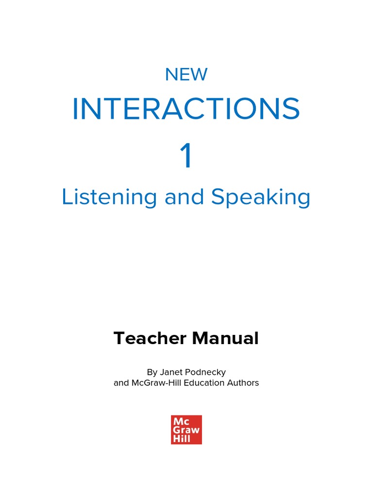 New Interactions 1 - Listening and Speaking | PDF | Reading Comprehension | Teachers