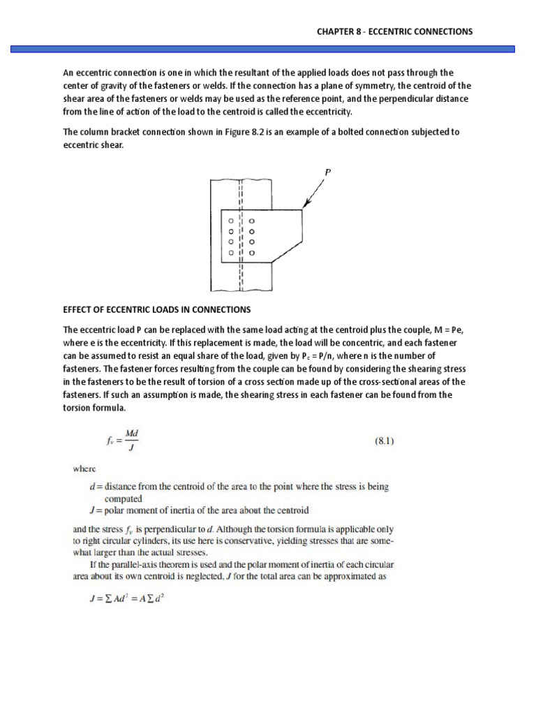 CHAPTER 8 Design of Connection Bolts Eccentric | PDF