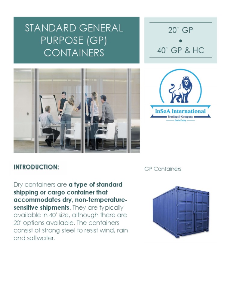 Standard GP Container Specs Guide | PDF | Length | Transport