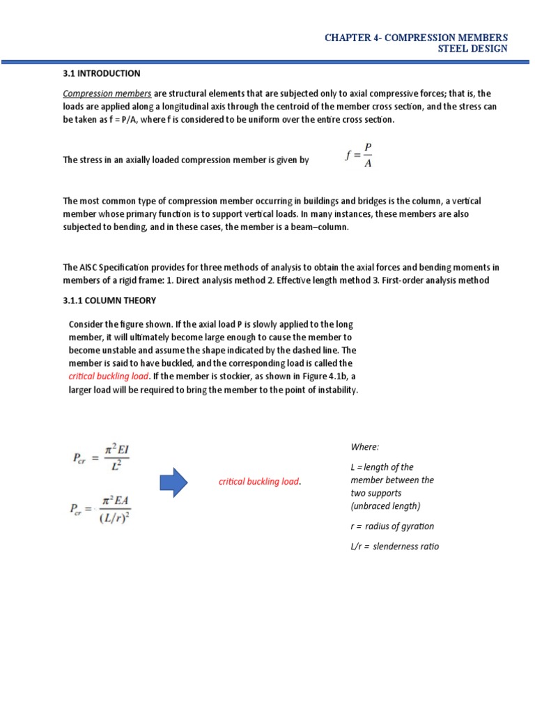 Design of Compression Members | PDF | Buckling | Bending