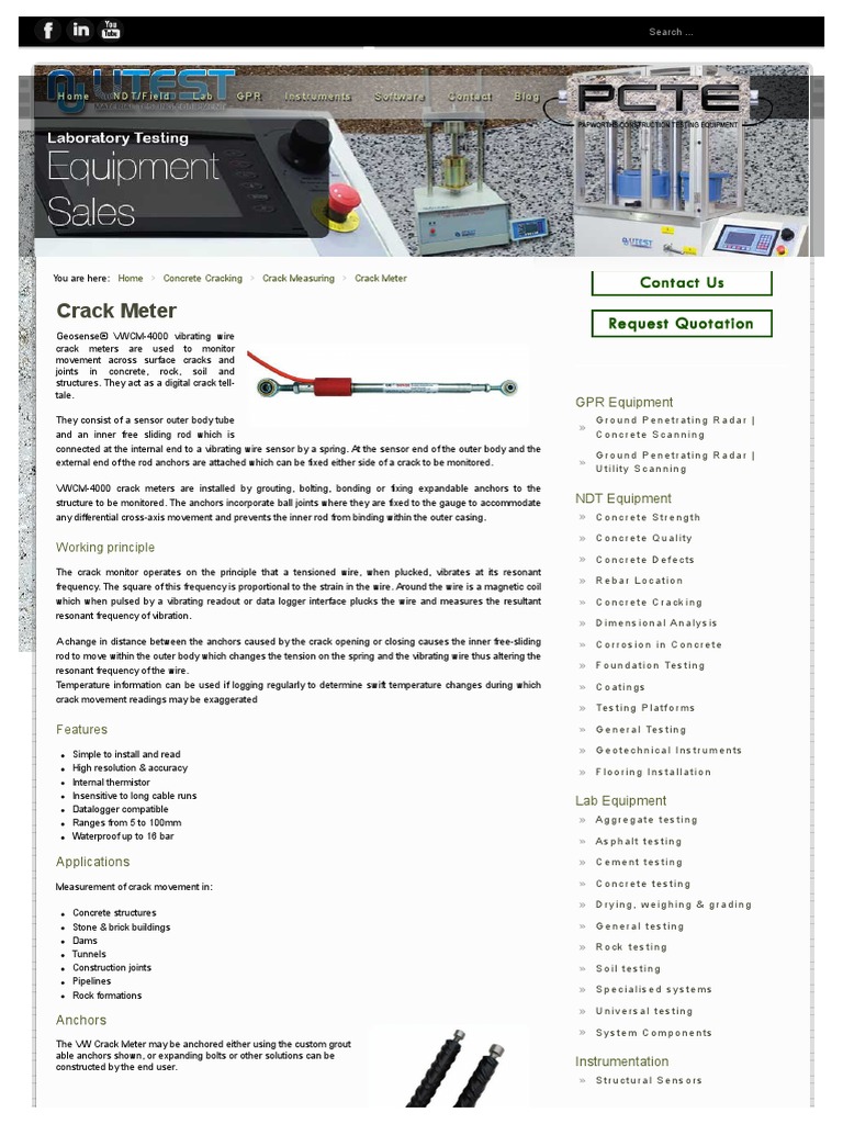 Concrete Crack Meter - Crack Monitoring Equipment - PCTE | PDF ...