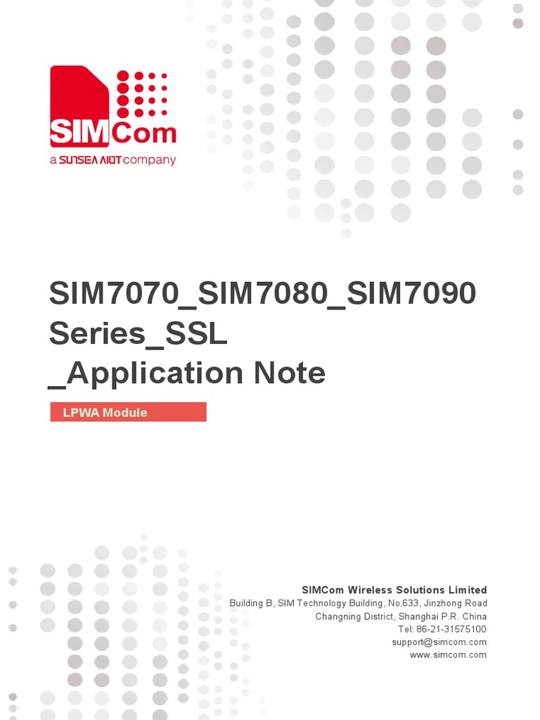 SIM7070 - SIM7080 - SIM7090 Series - SSL - Application Note - V1.00 | PDF