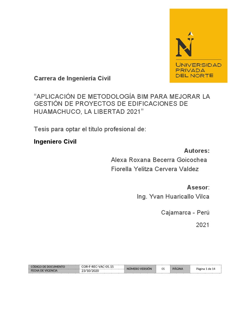 Aplicacion de Metodologia Bim para Mejorar La Gestion de Proyectos de Edificaciones de ...