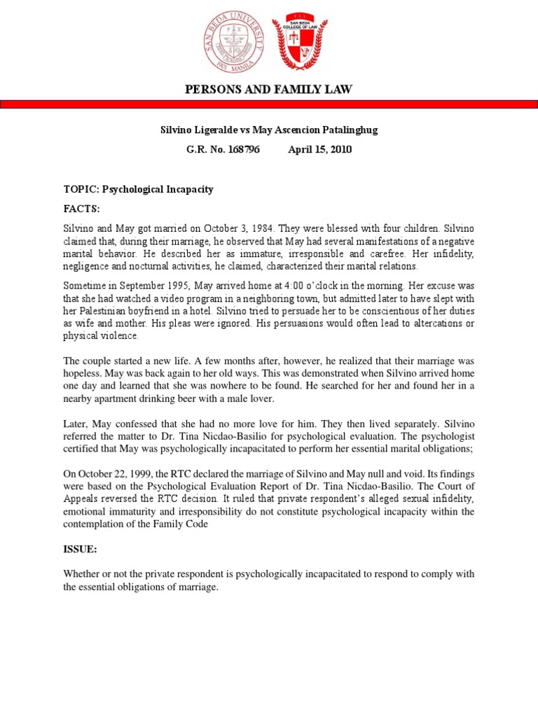 1C Dawal, Solrac - Ligeralde V Patalinghug, G.R. No. 168796 ...