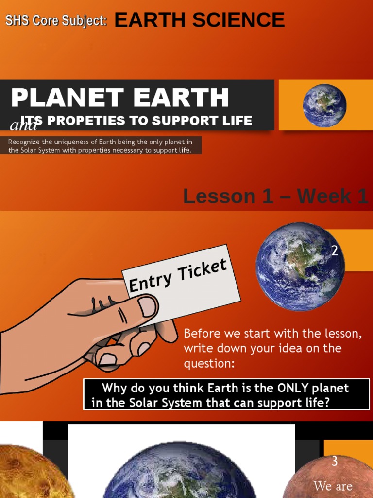ES Week 1 Lesson 1 Earths Characteristics | PDF | Planetary ...