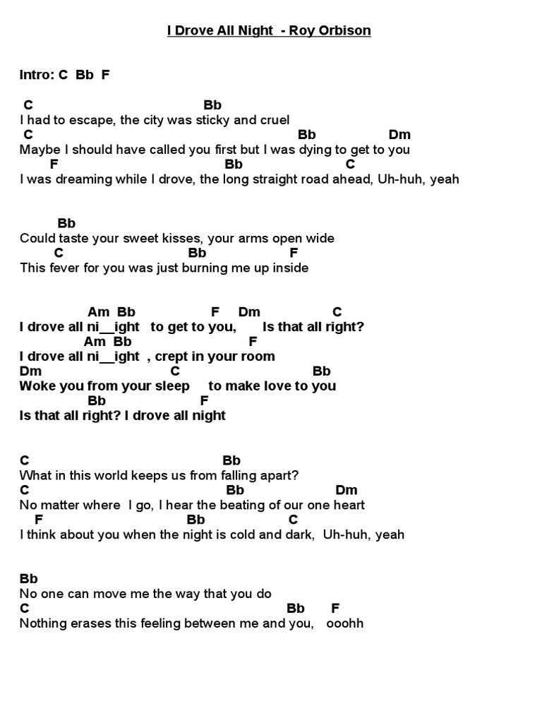Roy Orbinson - I Drove All Night | PDF