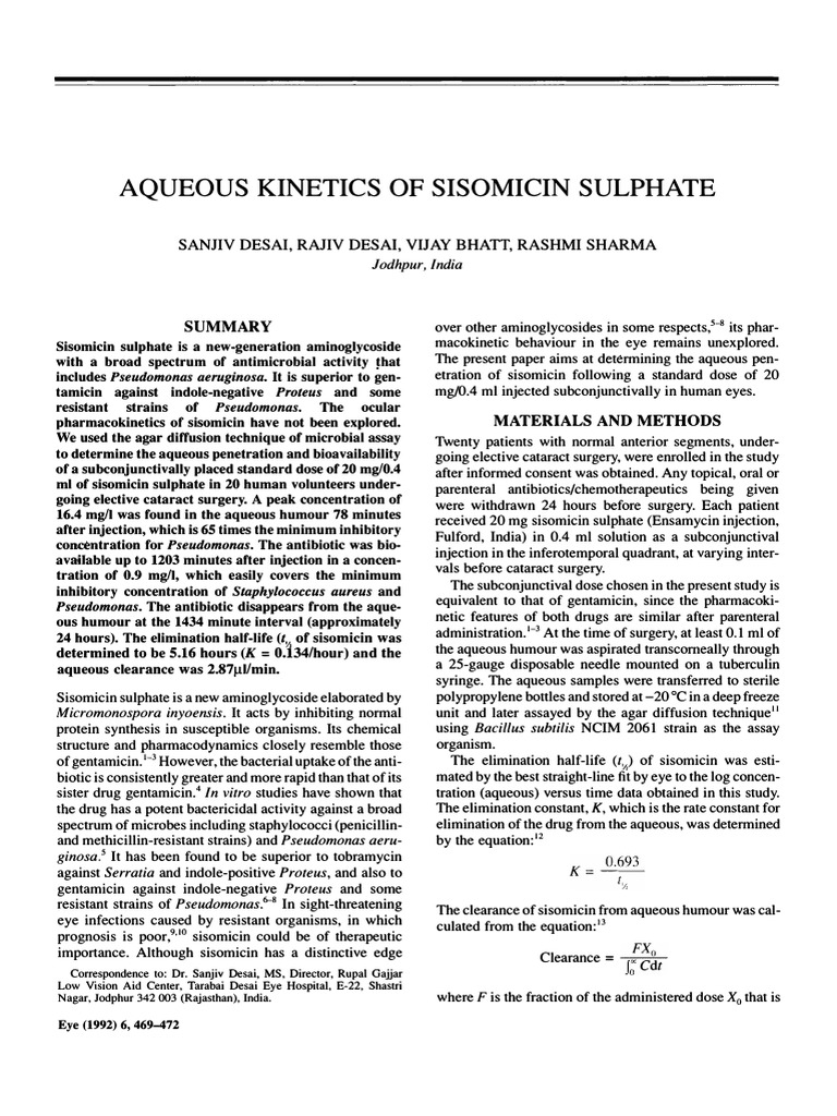 5 - Sisomicin | PDF | Cornea | Bioavailability