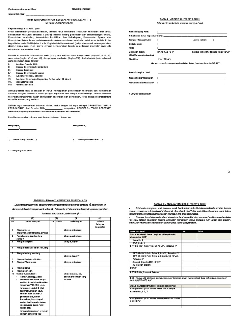 Form Lengkap Penjaringan SD 2023 | PDF