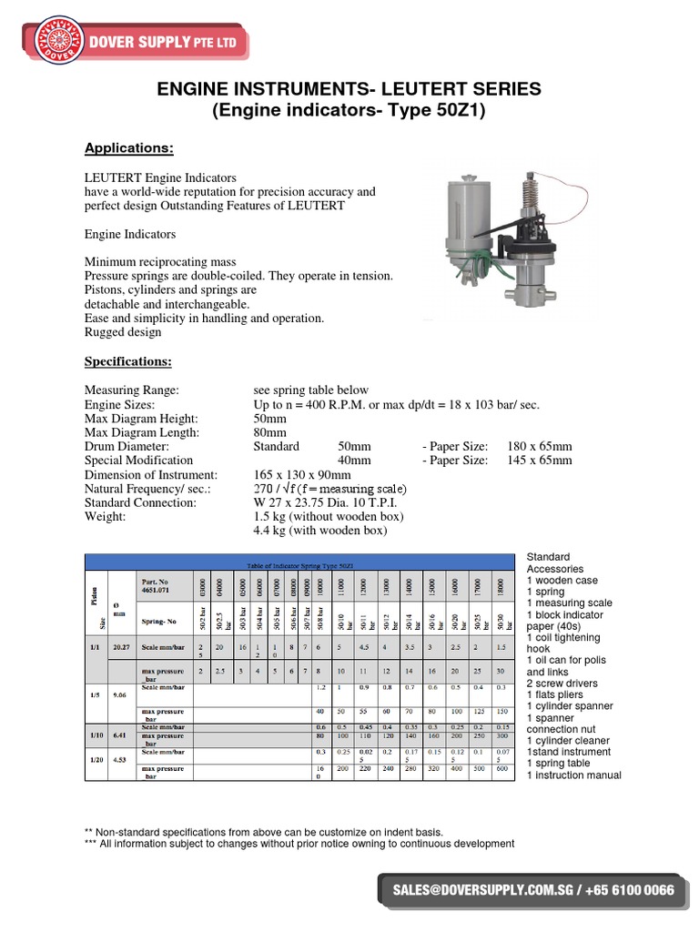 Engine50z1 Instruments Engine Peak Indicator Type 50Z1 | PDF | Engines | Machines