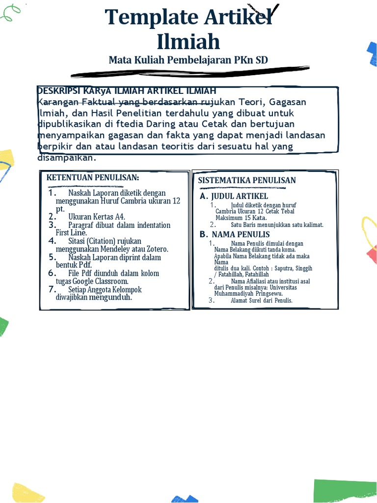 Template Artikel Ilmiah MK Pembelajaran PKN | PDF