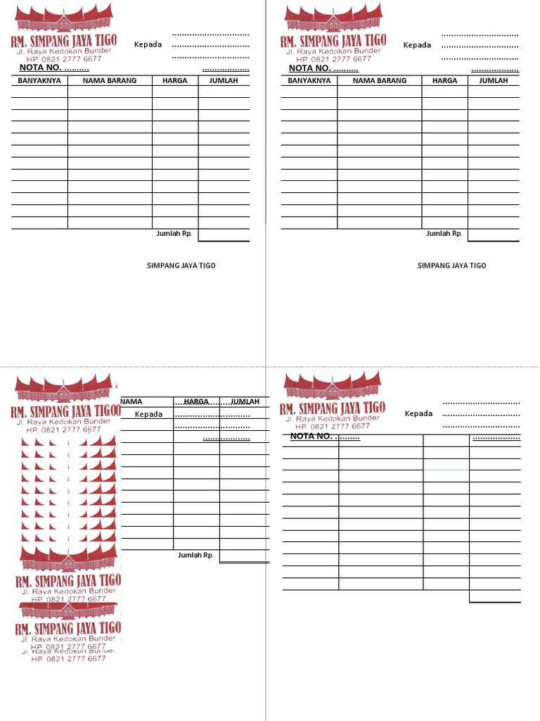 Nota Kosong Tempat Makan | PDF
