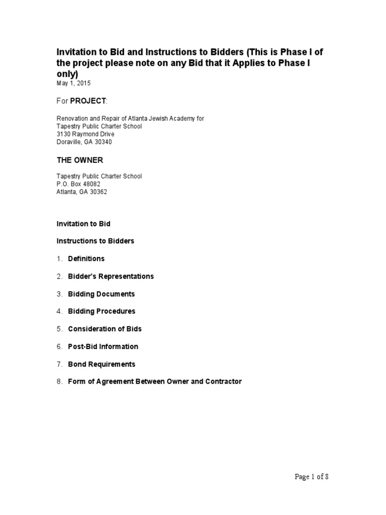 Bid Invitation: School Renovation | PDF | Addendum | Bonds (Finance)