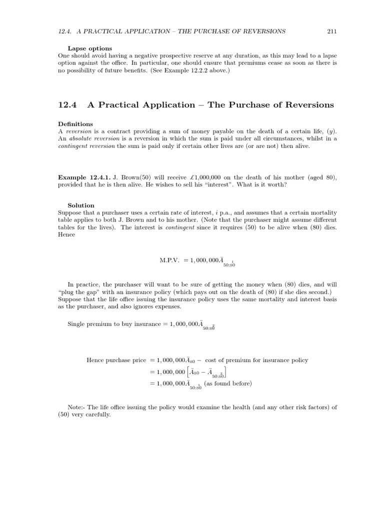 Life Assurance Mathematics W F Scott 1 211 213 | PDF | Life Insurance ...