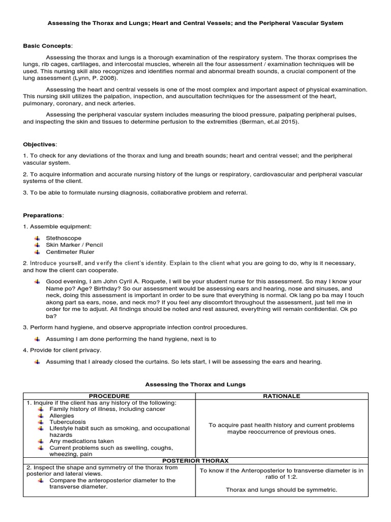 Assessing The Thorax and Lungs | PDF | Heart | Thorax