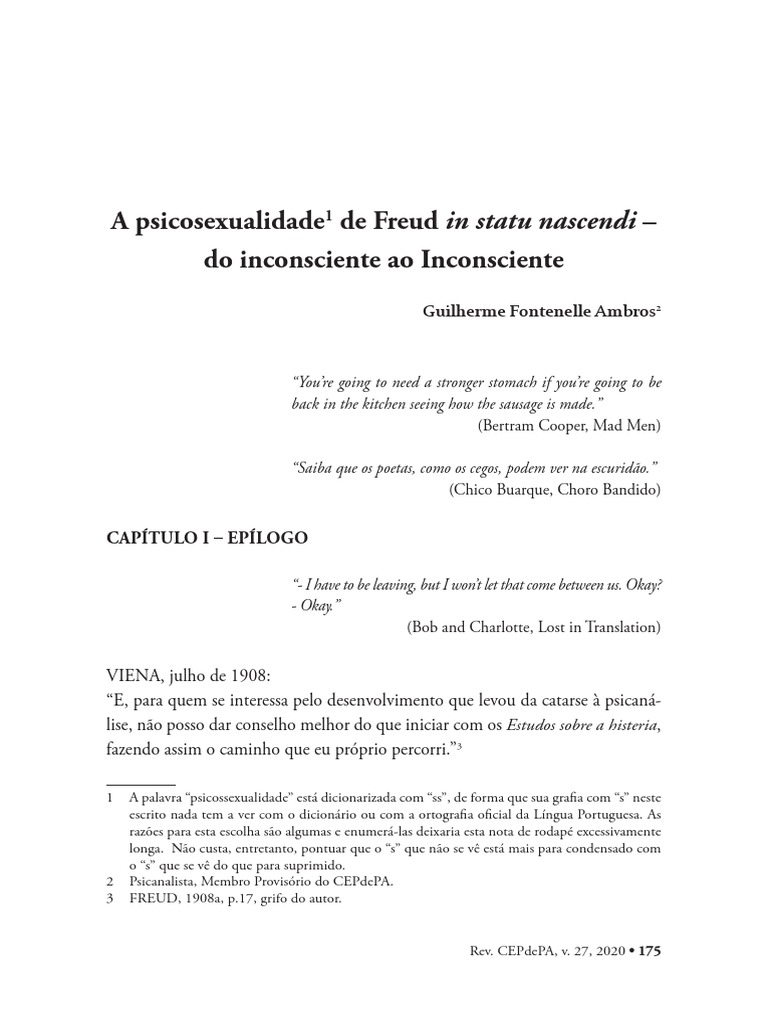 14 Guilherme Fontenelle Ambros A Psicosexualidade de Freud in Statu Nascendi - Do Inconsciente ...
