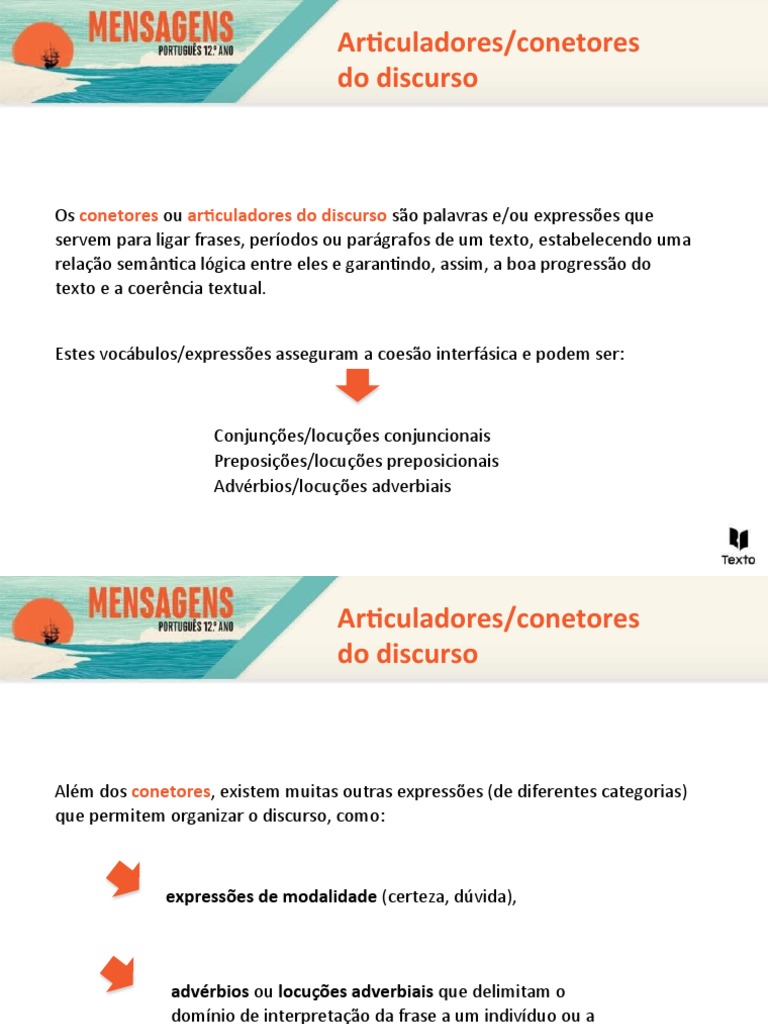 Conectores do Discurso: Guia Completo | PDF | Mecânica da linguagem ...