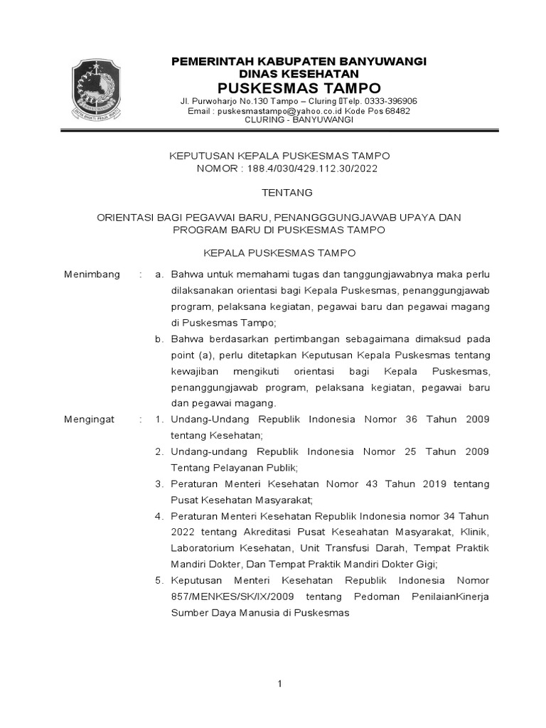 030 SK Orientasi Pegawai Baru | PDF