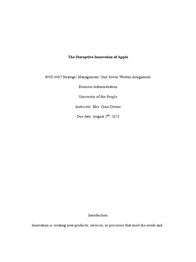Apple's Disruptive Innovation Strategy | PDF | Apple Inc. | Innovation