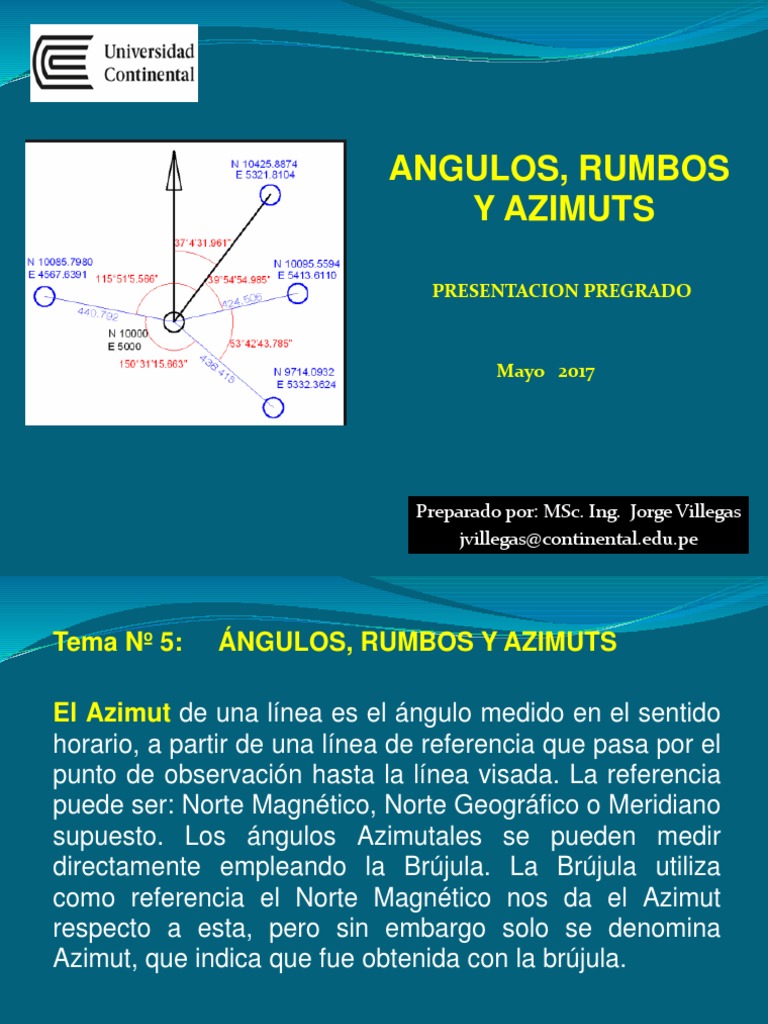 Angulos, Rumbos y Azimut | PDF | Azimut | Cartografía