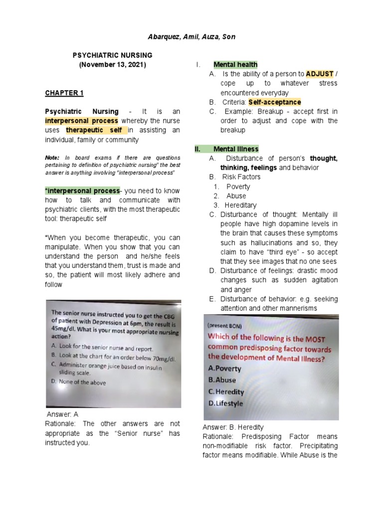 PH Psychiatric Nursing Notes | Download Free PDF | Antidepressant ...