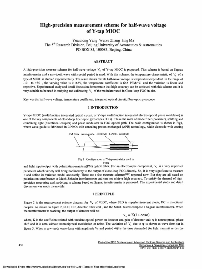 Yang1999 MIOC | PDF | Interferometry | Optical Fiber