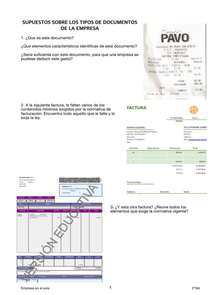Ejercicios Sobre Facturas | PDF | Factura | Economias