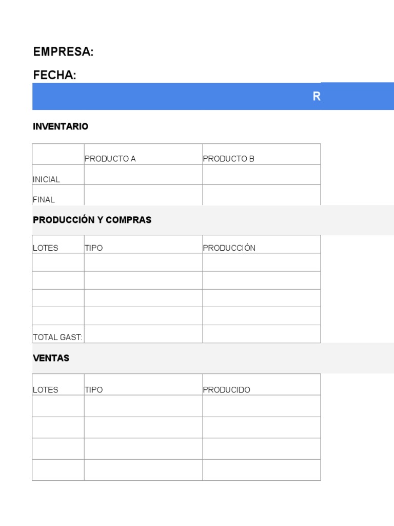 Modelo Reporte de Producción Formato Excel | PDF