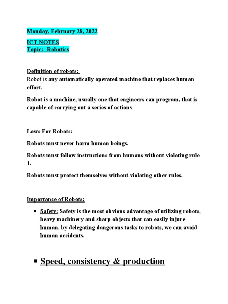 Overview of Robotics in ICT | PDF