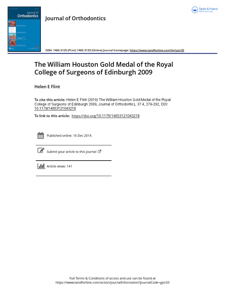 The William Houston Gold Medal of The Royal College of Surgeons of ...