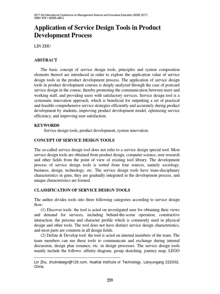 Application of Service Design Tools in Product Development Process ... Application of Service Design Tools in Product Development Process ...