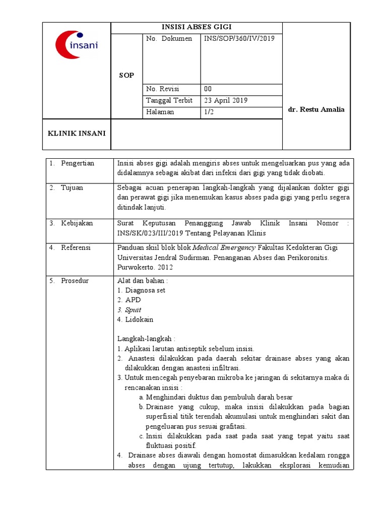 Insisi Abses Gigi | PDF