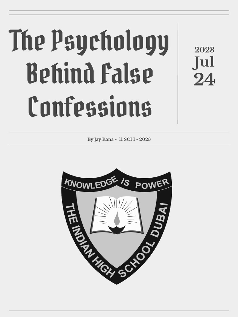 Understanding False Confessions Psychology | PDF | Confession (Law ...