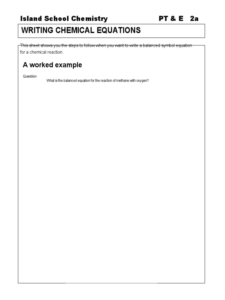 2a Writing Chemical Equations Notes | PDF | Methane | Hydrogen