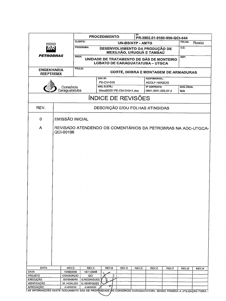 Corte dobra e montagem de armadura PR-3902.01-9100-950-QCI-044_A | PDF