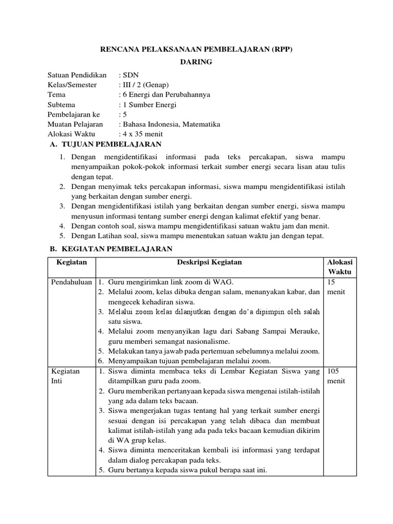 Intan Kusuma Arofati M - RPP Microteaching 1 | PDF