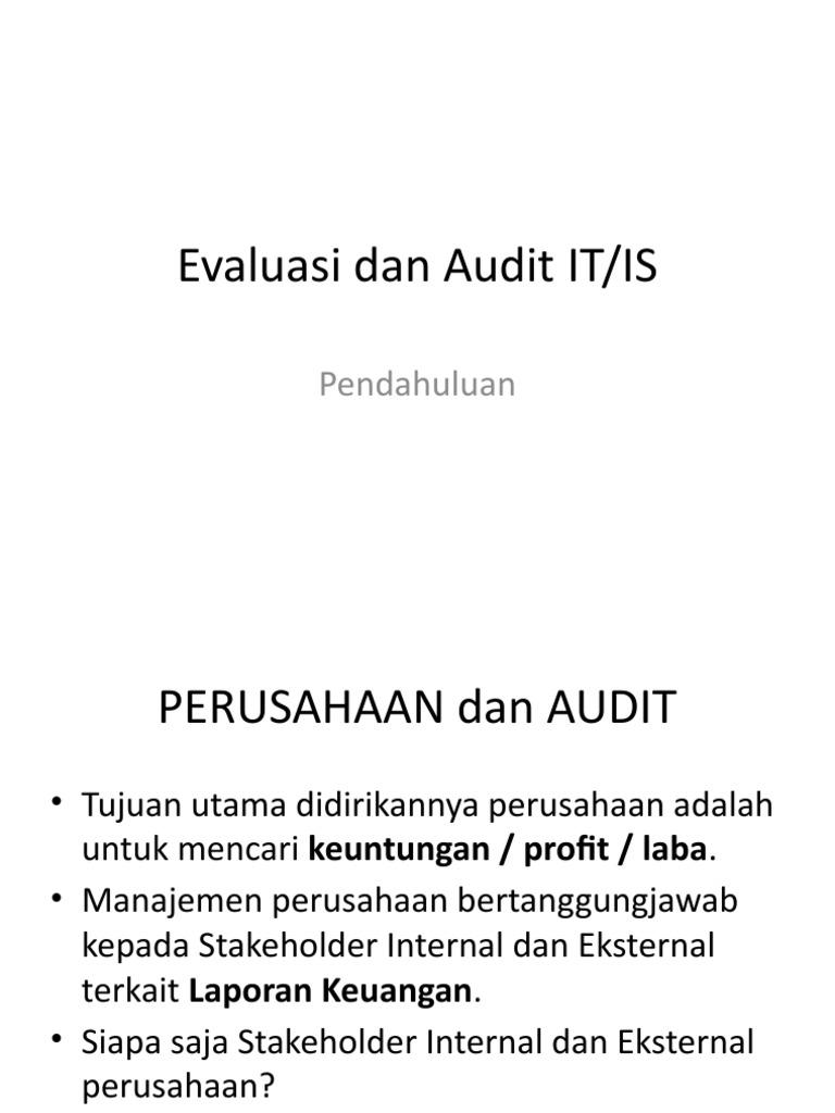 Evaluasi Dan Audit (Pendahuluan) | PDF | Pengelolaan Keuangan & Uang