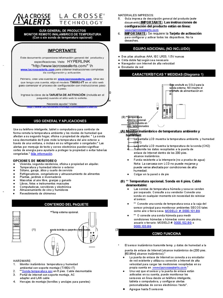 Manual Sensor Temp Hum Lacrosse | PDF | Internet | Inalámbrico Manual Sensor Temp Hum Lacrosse | PDF | Internet | Inalámbrico