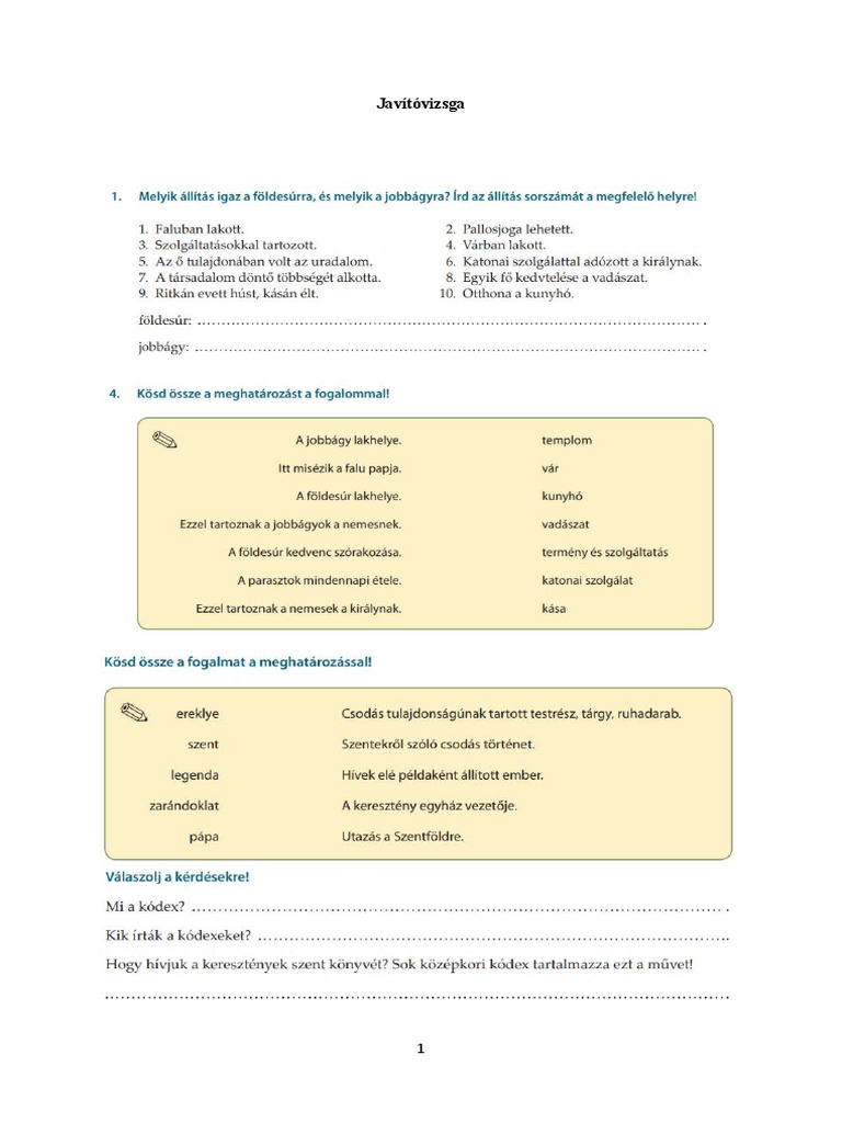 Javító Vizsga Töri | PDF