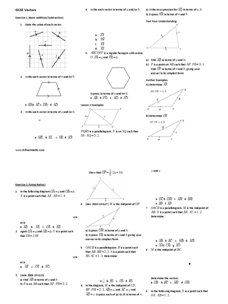 GCSE VectorWorksheet 3 | Download Free PDF | Line (Geometry ...